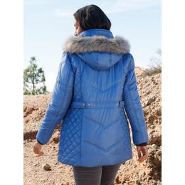 Steppjacke Casual Looks, Damen, Gr. 18, blau (mittelblau), 100% Polyester, Besatz:100% Polyester, Fellimitat:80% Polyacryl, 20% Polyester, Wattierung:100% Polyester, unifarben, Jacken Steppjacke