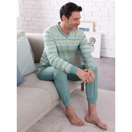 w&auml;schepur Schlafanzug W&Auml;SCHEPUR, Herren, Gr. 48/50, salbei, zartmint, bedruckt, 100% Baumwolle, Homewear-Sets Schlafanzug