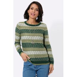 Rundhalspullover Casual Looks "Pullover", Damen, Gr. 36, moos, schilf, gemustert, 70% Polyacryl, 30% Baumwolle, gemustert, mehrfarbig, Pullover Rundhalspullover