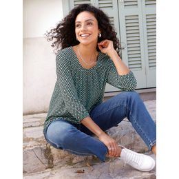 3/4-Arm-Shirt Inspirationen "Druck-Shirt", Damen, Gr. 50, salbei, graphit, bedruckt, 95% Viskose, 5% Elasthan, bedruckt, gemustert, mehrfarbig, Rundhals, Shirts 3/4-Arm-Shirt