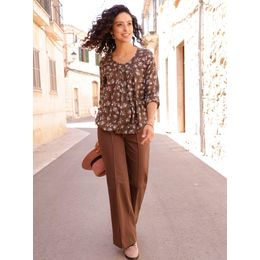 Druckbluse Inspirationen, Damen, Gr. 40, schoko, camel, bedruckt, 100% Viskose, gebl&uuml;mt, gemustert, mehrfarbig, Rundhals, Blusen Druckbluse