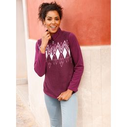 Fleeceshirt Classic Basics "Fleece-Shirt", Damen, Gr. 40, dunkelrot, 100% Polyester, gemustert, mehrfarbig, Shirts