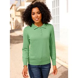 Polokragenpullover Classic Basics "Polopullover", Damen, Gr. 46, gr&uuml;n (apfel), 100% Baumwolle, unifarben, Pullover