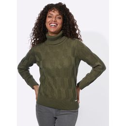 Rollkragenpullover Casual Looks "Pullover", Damen, Gr. 40, oliv, 50% Baumwolle, 50% Polyacryl, unifarben, Pullover Rollkragenpullover