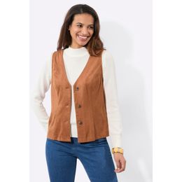 Lederimitatweste Casual Looks, Damen, Gr. 40, cognac, 90% Polyester, 10% Elasthan, unifarben, Westen