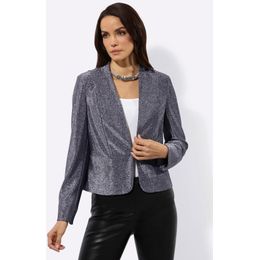 CR&Eacute;ATION L Jerseyblazer CREATION L "Jersey-Blazer", Damen, Gr. 38, silber (silberfarben, marine), 52% Polyamid, 42% metallisierte Fasern, 6% Elasthan, Blazer