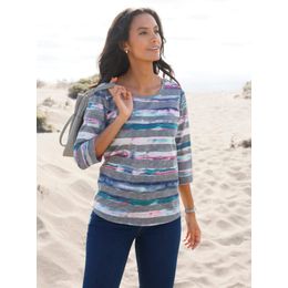 Rundhalsshirt Casual Looks "Rundhals-Shirt", Damen, Gr. 36, steingrau, aquapetrol, bedruckt, 100% Baumwolle, gemustert, mehrfarbig, Rundhals, Shirts Rundhalsshirt