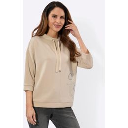 Sweatshirt Inspirationen, Damen, Gr. 40, sand, 50% Modal, 44% Polyester, 6% Elasthan, gemustert, unifarben, Sweatshirts Sweatshirt