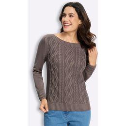 Strickpullover Inspirationen "Pullover", Damen, Gr. 36, braun (dunkeltaupe), 50% Baumwolle, 50% Polyacryl, unifarben, Pullover Strickpullover