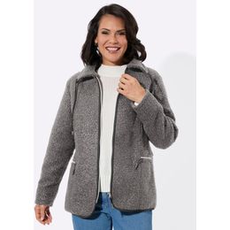 Boucl&egrave;jacke Casual Looks, Damen, Gr. 42, grau, 100% Polyester, unifarben, Jacken