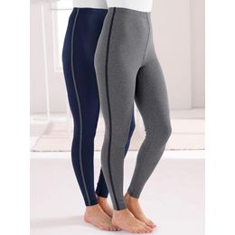 Leggings feel good, Damen, Gr. 40/42, Normalgr&ouml;&szlig;en, marine, anthrazit, meliert, 95% Baumwolle, 5% Elasthan, unifarben, Hosen Leggings