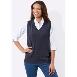 Pullunder Casual Looks "Pullunder", Damen, Gr. 50, marine, 100% Baumwolle, unifarben, Pullover Pullunder