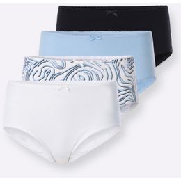 H&uuml;ftslip, Damen, Gr. 44, 1 Stk., bunt (ecru, bedruckt, eisblau, ecru, schwarz), 95% Baumwolle, 5% Elasthan, Unterhosen