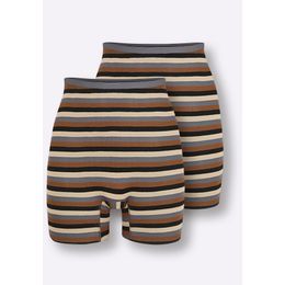 w&auml;schepur Lange Unterhose W&Auml;SCHEPUR, Damen, Gr. 52, 2 Stk., anthrazit, geringelt, 75% Baumwolle, 25% Polyester, Unterhosen Lange Unterhose