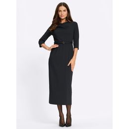 Jerseykleid Heine "Jersey-Kleid", Damen, Gr. 38, Normalgr&ouml;&szlig;en, schwarz, Jersey, 78% Polyamid, 22% Elasthan, unifarben, lang, Wasserfallausschnitt, Kleider Jerseykleid