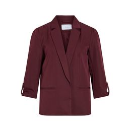 Kurzblazer Vila "VINICE 3/4 LOOSE BLAZER - NOOS", Damen, Gr. 40, port royale, Web, Obermaterial: 92% Polyester, 8% Elasthan, unifarben, normal, tiefer V-Ausschnitt, Aufschlag, Blazer Kurzblazer, Materialmix