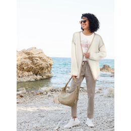 Strickjacke Heine, Damen, Gr. 36, wei&szlig; (champagner), 70% Polyacryl, 18% Wolle, 10% Polyester, 2% Elasthan, gemustert, mehrfarbig, unifarben, Strickjacken Strickjacke