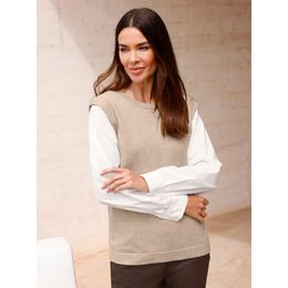 Strickpullover Heine "Pullover", Damen, Gr. 34, beige, ecru, meliert, 50% Baumwolle, 50% Polyacryl, unifarben, Pullover Strickpullover