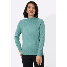 Stehkragenpullover Casual Looks "Stehkragen-Pullover", Damen, Gr. 40, gr&uuml;n (salbei), 50% Viskose, 28% Polyester, 22% Polyamid, meliert, unifarben, Pullover Stehkragenpullover