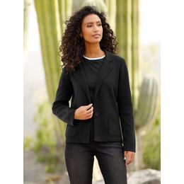 Jackenblazer Heine "Strickblazer", Damen, Gr. 42, schwarz, 50% Baumwolle, 50% Polyacryl, Blazer
