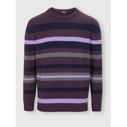 Rundhalspullover CLASSIC "Pullover", Herren, Gr. 50, aubergine, lavendel, gemustert, 100% Polyacryl, gemustert, gestreift, mehrfarbig, Pullover Rundhalspullover