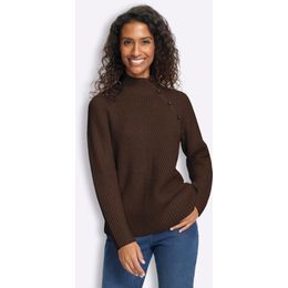 Strickpullover Heine "Pullover", Damen, Gr. 34, braun (schoko), 50% Viskose, 28% Polyester, 22% Polyamid, unifarben, Pullover Strickpullover