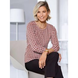 Rundhalsshirt Classic Basics "Langarm-Shirt", Damen, Gr. 38, bunt (schoko, rostrot, bedruckt), 100% Baumwolle, gemustert, mehrfarbig, Rundhals, Shirts Rundhalsshirt
