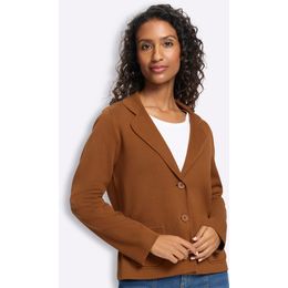 Jackenblazer Heine "Strickblazer", Damen, Gr. 34, cognac, 50% Baumwolle, 50% Polyacryl, Blazer