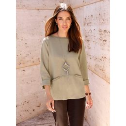 Sweatshirt Heine, Damen, Gr. 48, sesam, 50% Modal, 44% Polyester, 6% Elasthan, unifarben, U-Boot-Ausschnitt, Sweatshirts Sweatshirt