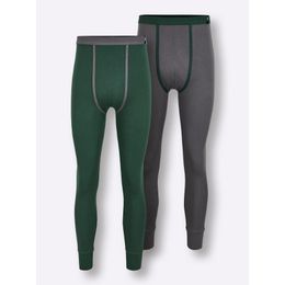 w&auml;schepur Lange Unterhose W&Auml;SCHEPUR, Herren, Gr. 5, 2 Stk., anthrazit, moos, 100% Baumwolle, Unterhosen Lange Unterhose