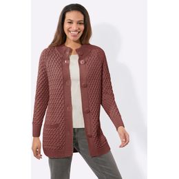 Longstrickjacke Inspirationen, Damen, Gr. 36, rotbraun, 50% Baumwolle, 50% Polyacryl, unifarben, Strickjacken Longstrickjacke