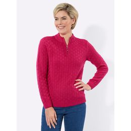 Stehkragenpullover Classic Basics "Strickpullover", Damen, Gr. 50, pink, 100% Polyacryl, unifarben, Pullover Stehkragenpullover