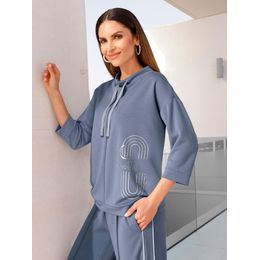 Sweatshirt Inspirationen, Damen, Gr. 42, taubenblau, 50% Modal, 44% Polyester, 6% Elasthan, gemustert, unifarben, Sweatshirts Sweatshirt