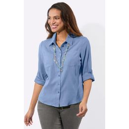 Flanellbluse Casual Looks, Damen, Gr. 40, bleu, 100% Baumwolle, unifarben, Blusen
