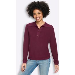 Strickpullover Heine "Pullover", Damen, Gr. 34, bordeaux, 50% Baumwolle, 50% Polyacryl, unifarben, Pullover Strickpullover