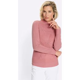 Stehkragenpullover Classic Basics "Langarm-Pullover", Damen, Gr. 38, rosenquarz, 100% Polyacryl, unifarben, Pullover Stehkragenpullover