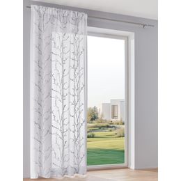 Gardine HEINE HOME Gr. 1, wei&szlig;, grau, B:140cm H:145cm, Polyester, Gardinen, Gardine