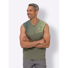 V-Shirt CLASSIC "Achselshirt", Herren, Gr. 48/50, gr&uuml;n (khaki), 100% Baumwolle, gemustert, V-Ausschnitt, Shirts
