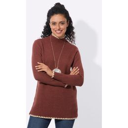 Longpullover Inspirationen "Long-Pullover", Damen, Gr. 38, rotbraun, 78% Polyacryl, 13% Polyester, 7% Wolle, 2% Elasthan, meliert, unifarben, Pullover Longpullover