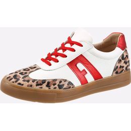 Sneaker Heine, Damen, Gr. 35, wei&szlig;, rot, gemustert, Glattleder, Lackleder, Leder, Rindsleder, Veloursleder, Schuhe Sneaker