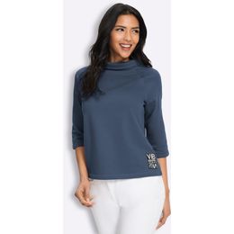 3/4-Arm-Shirt Classic Basics "Shirt", Damen, Gr. 44, blau (jade), 100% Baumwolle, unifarben, Shirts 3/4-Arm-Shirt