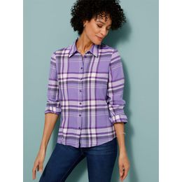 Karobluse Classic Basics, Damen, Gr. 48, lila, lavendel, kariert, 100% Baumwolle, gemustert, kariert, Blusen Karobluse