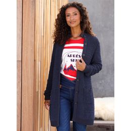 Strickjacke Heine, Damen, Gr. 34, marine, 55% Baumwolle, 45% Polyester, unifarben, Strickjacken Strickjacke