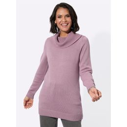 Longpullover Casual Looks "Longpullover", Damen, Gr. 36, lila (mauve), 50% Baumwolle, 50% Polyacryl, unifarben, Pullover Longpullover