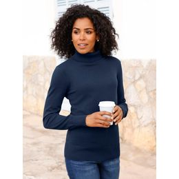 Rollkragenpullover Classic Basics "Rollkragen-Pullover", Damen, Gr. 46, dunkelblau, 100% Baumwolle, unifarben, Pullover Rollkragenpullover