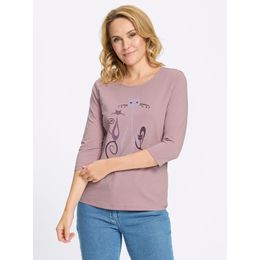 3/4-Arm-Shirt Classic Basics "Shirt", Damen, Gr. 38, mauve, traube, bedruckt, 100% Baumwolle, gemustert, Rundhals, Shirts 3/4-Arm-Shirt