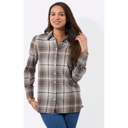 Flanellbluse Casual Looks, Damen, Gr. 36, braun, steingrau, kariert, 100% Baumwolle, gemustert, kariert, mehrfarbig, Blusen