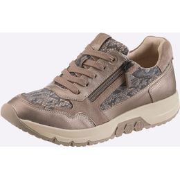 Sneaker Caprice, Damen, Gr. 37, taupe, Glattleder, Lackleder, Veloursleder, Schuhe Sneaker