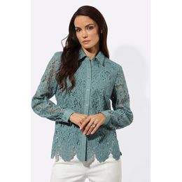 Spitzenbluse Lady, Damen, Gr. 40, jade, 100% Polyester, unifarben, Blusen Spitzenbluse