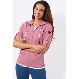 2-in-1-Shirt Casual Looks "2-in-1-Shirt", Damen, Gr. 54, altrosa, wei&szlig;, 100% Baumwolle, gemustert, mehrfarbig, unifarben, V-Ausschnitt, Shirts 2-in-1 Shirt